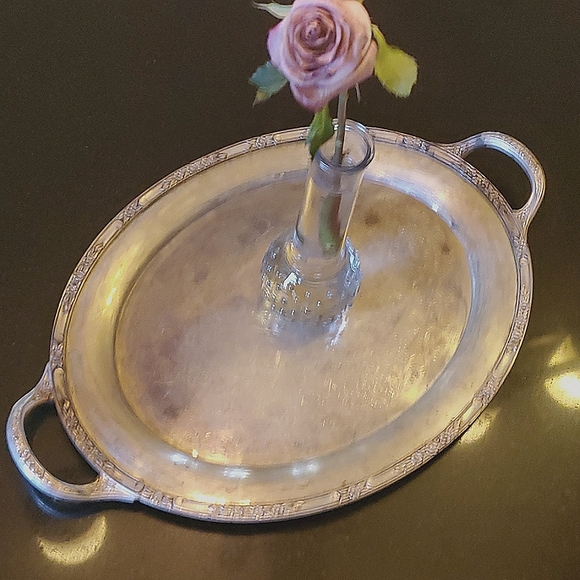 Other | Vintage Silver Oval Serving Trayplatter | Poshmark